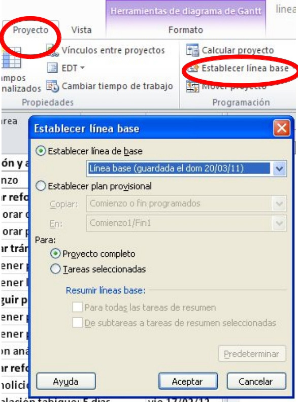 4.1.- Guardar la línea base del proyecto.